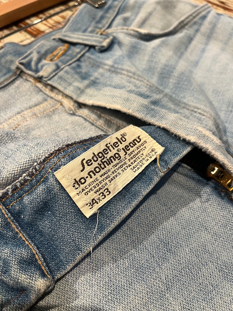 1970s Sedgefield Denim Jeans | Bell Bottoms | Light Wash | Tag Marked ...