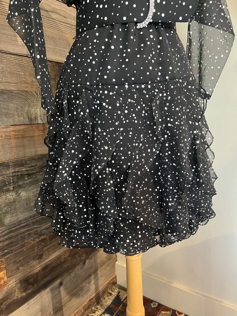 1980s Vintage Polka Dot Tiered Shear Dress Evening Cocktail Dress ...