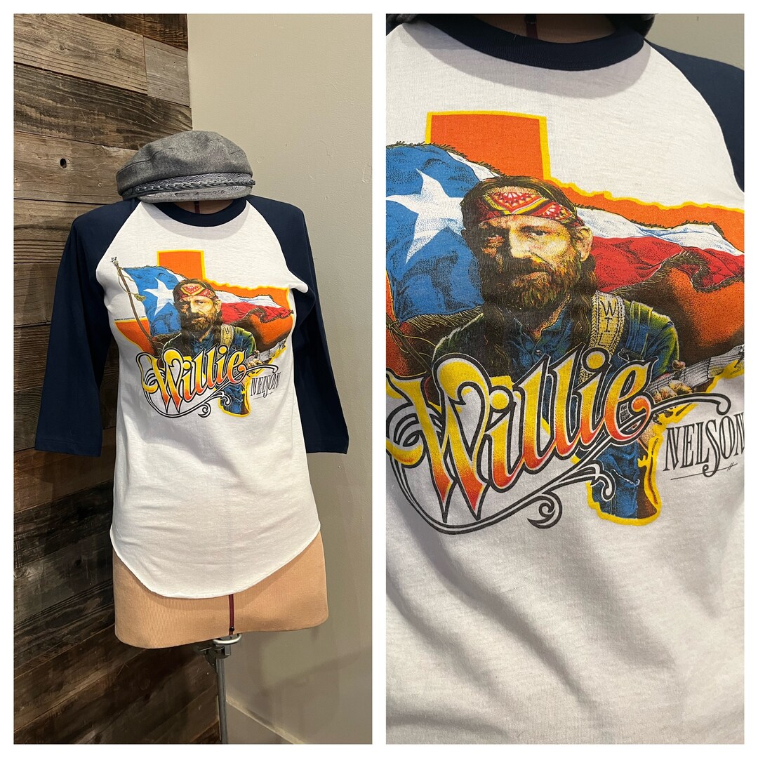 1984 Vintage Deadstock Willie Nelson Tour Tee Raglan | NOS Band Shirt ...
