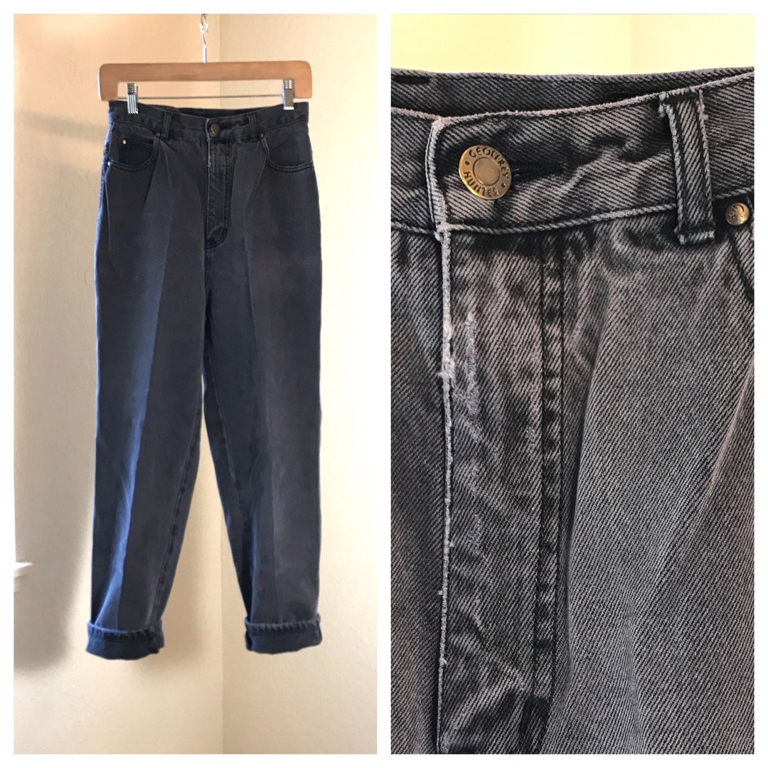 1980's High Waisted Denim Jeans | Faded Black Denim |thrashed Frayed ...