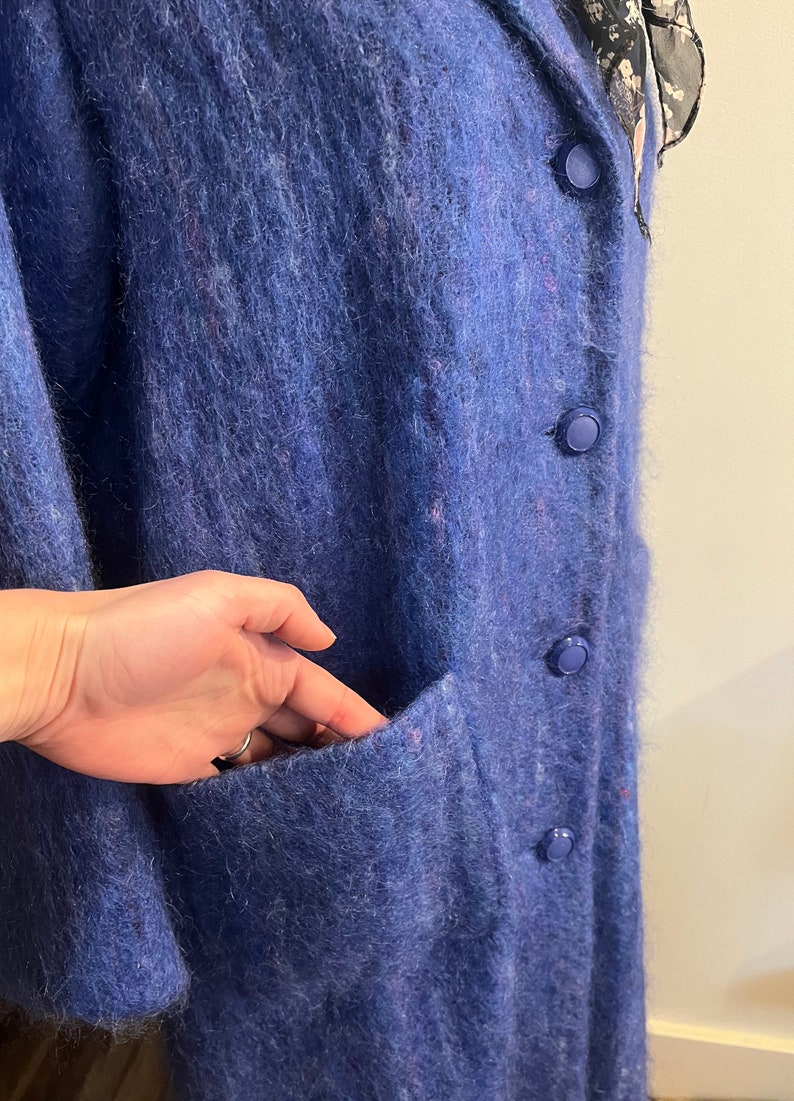 1960s Vintage Mod Mohair Wool Coat Medium Blue Purple Multi-colored Like New New York Style ...
