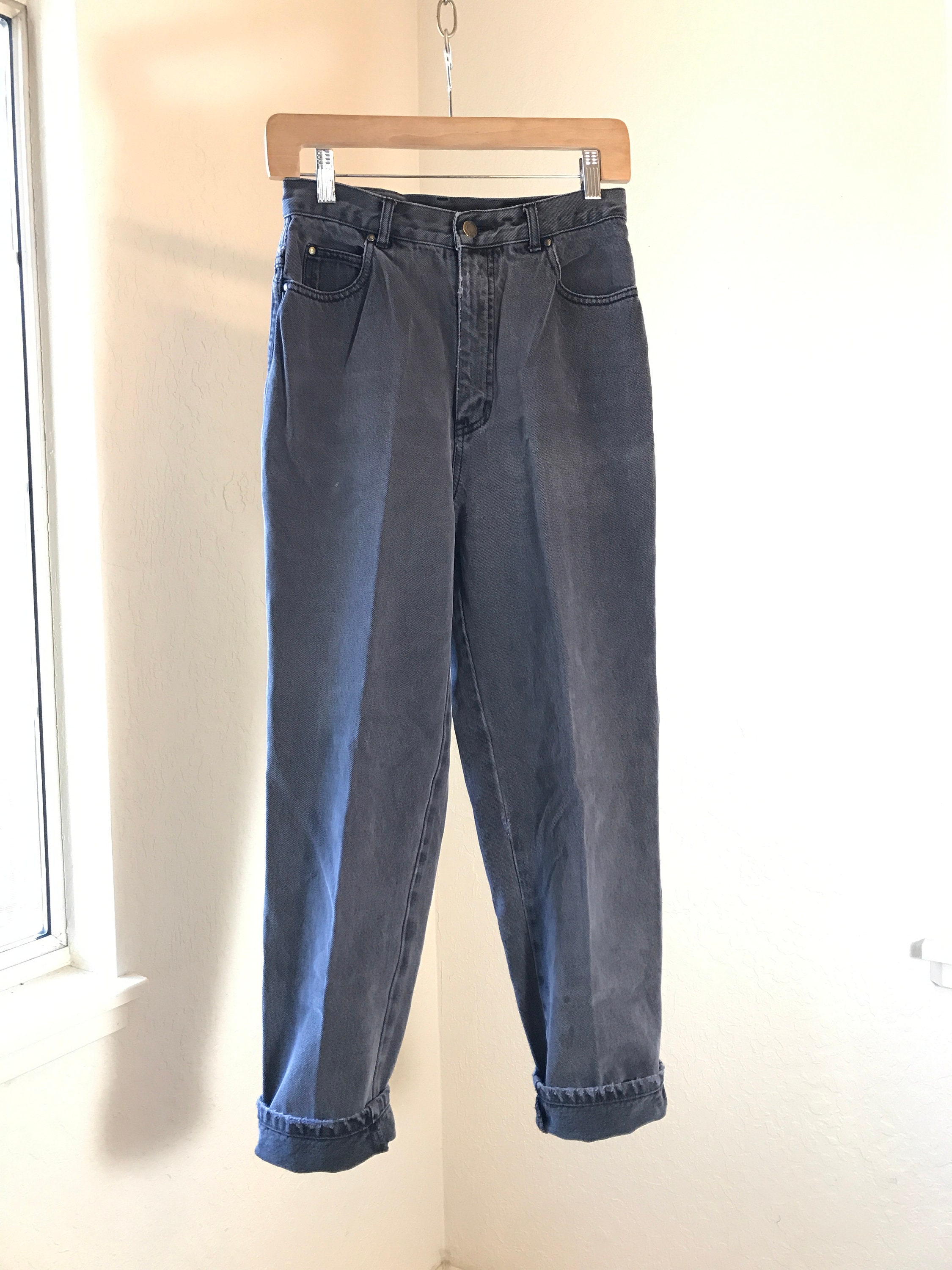 1980's High Waisted Denim Jeans | Faded Black Denim |thrashed Frayed ...