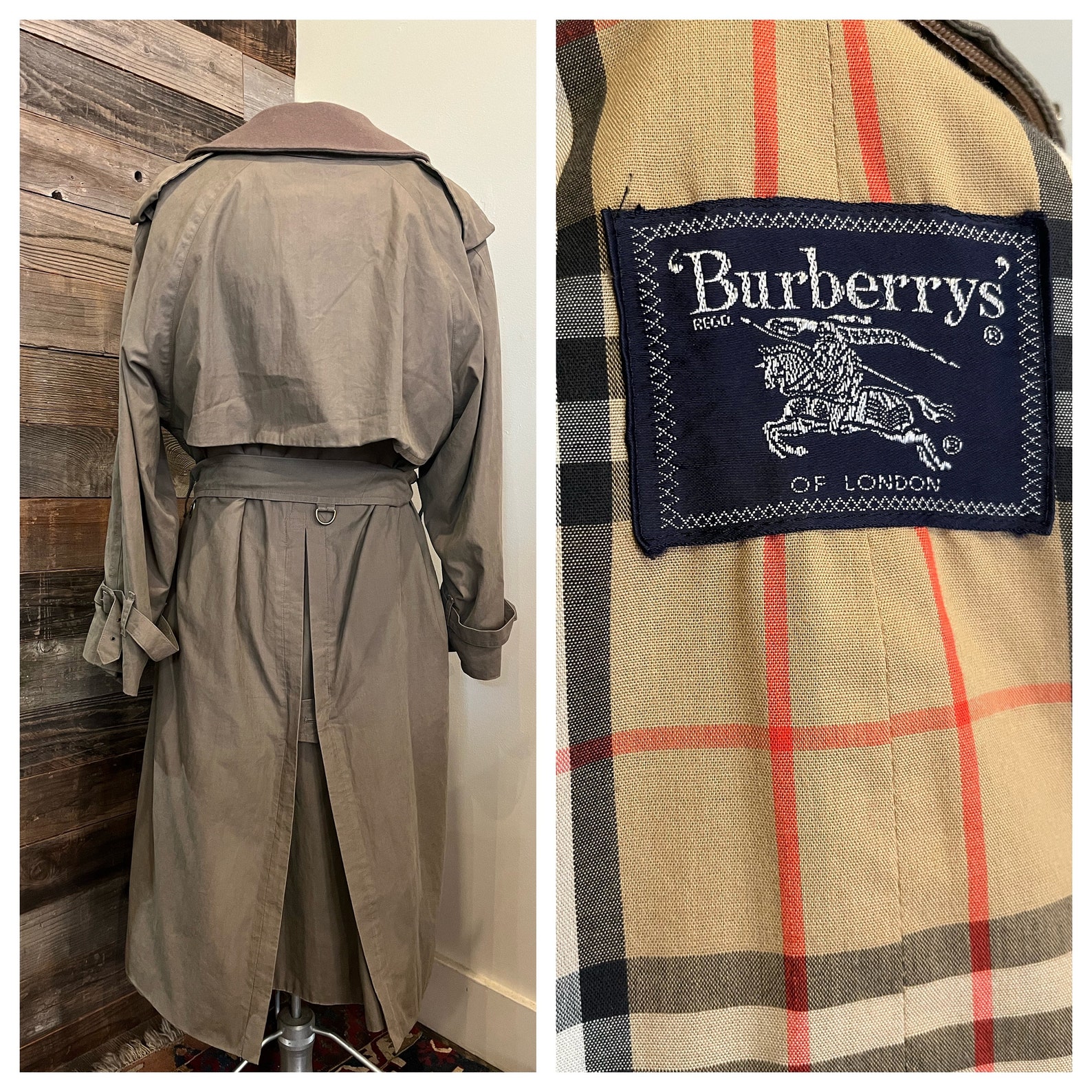 1980’s Vintage Burberry Trench Coat | Burberry Plaid Lining | Designer ...