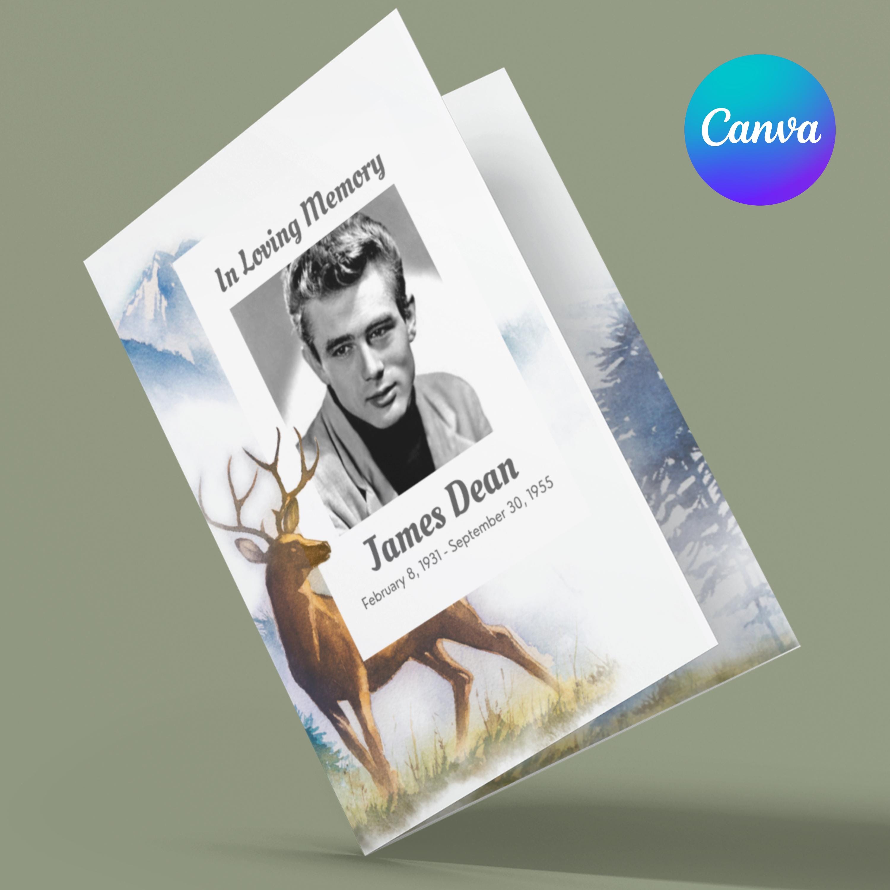 Editable Single Sheet Funeral Program Template | Nature-inspired Deer ...