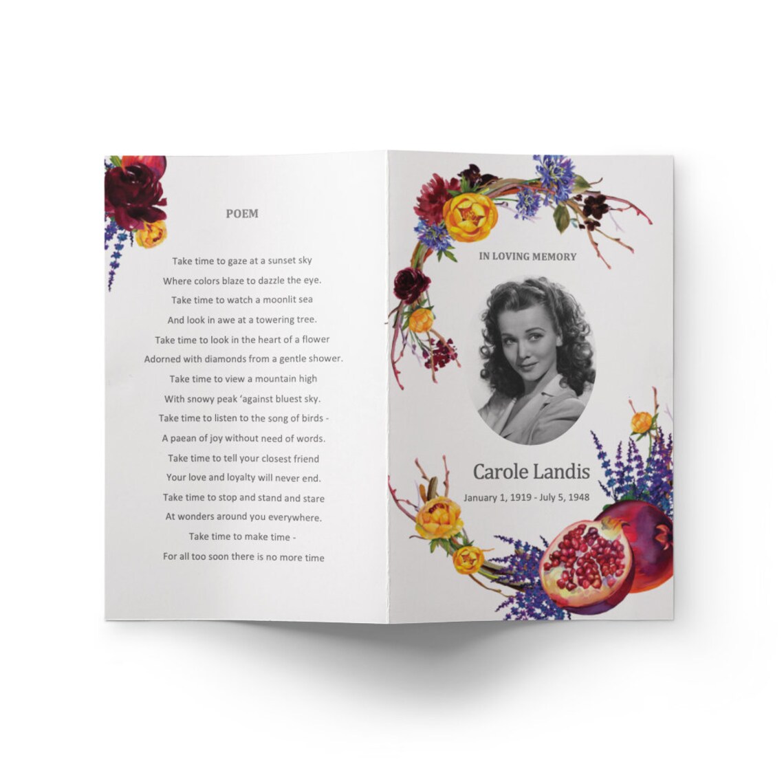 Funeral Program Template Printable Editable Microsoft Word | Etsy