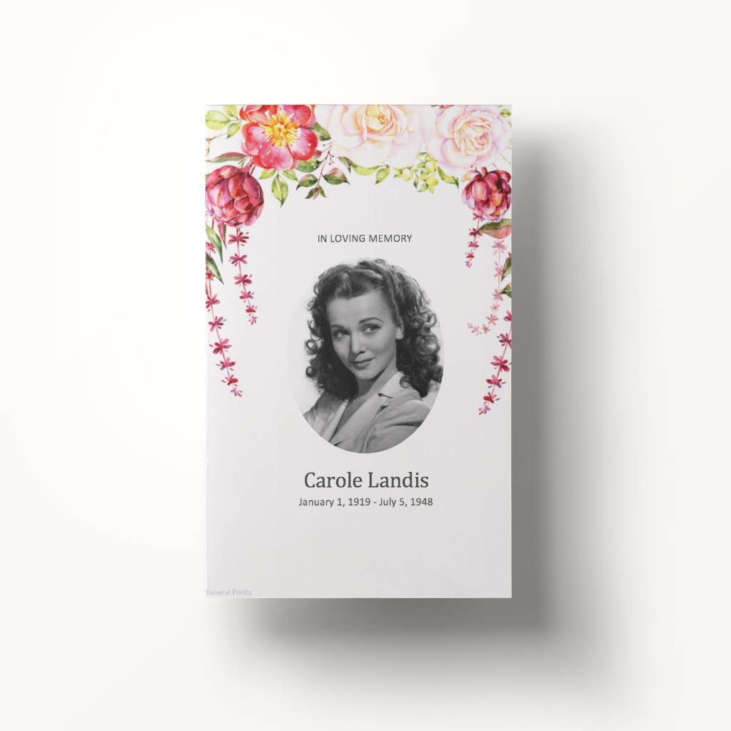 Funeral Program Template Printable Microsoft Word Watercolor Pink Rose ...