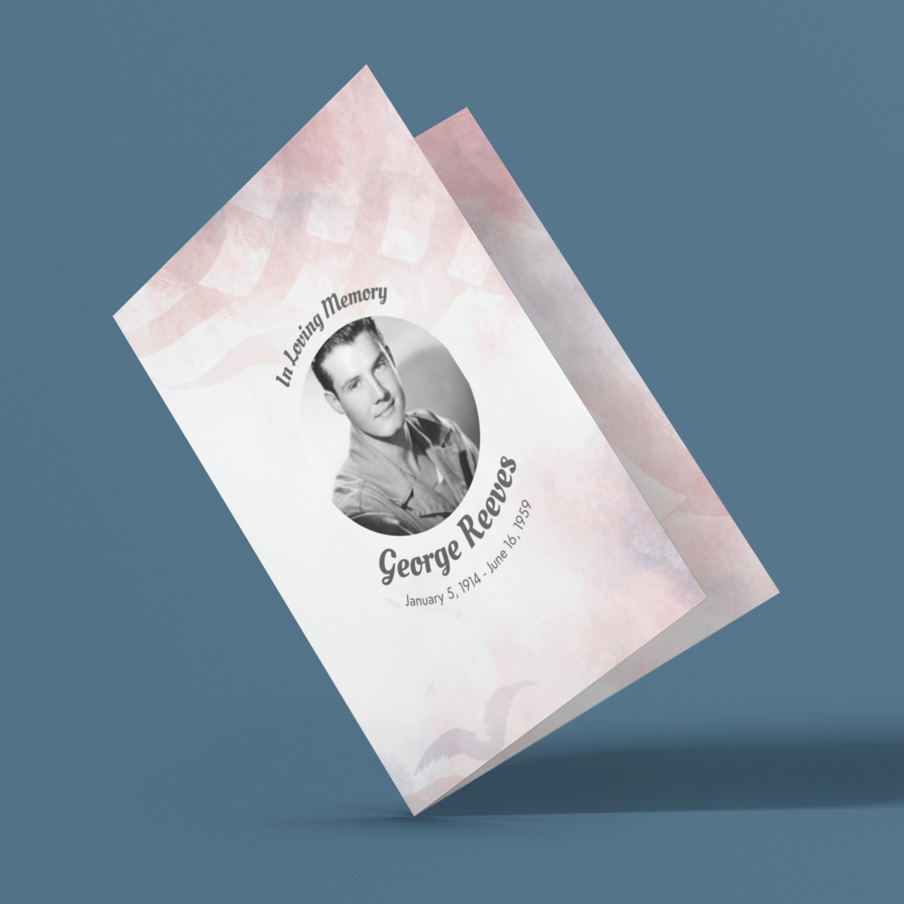 Patriotic Funeral Program Template With American Flag for B-fold ...