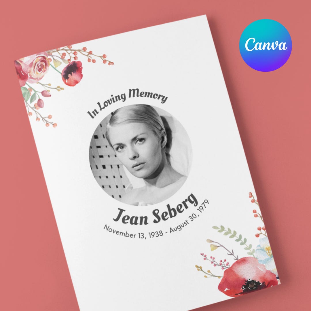 Red Poppy Funeral Program Template for Memorial Service and Remembrance ...