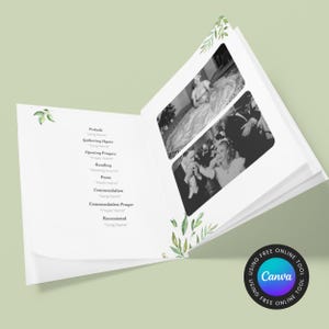 Editable 8-page Funeral Program Template | Watercolor Greenery ...