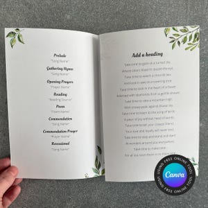 Editable 8-page Funeral Program Template | Watercolor Greenery ...
