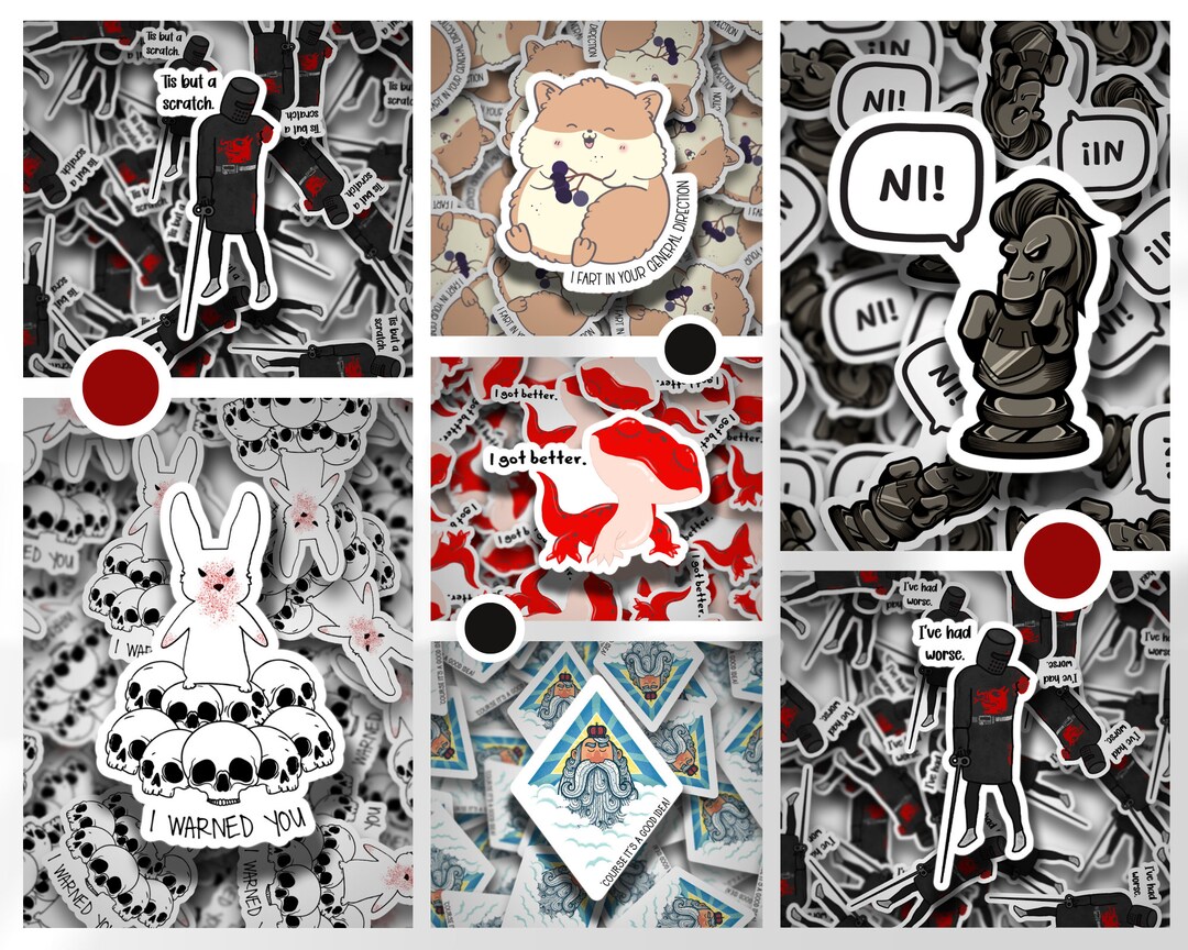 BUT A SCRATCH Sticker Pack Monty Python Holy Grail Sticker Pack Tis but ...