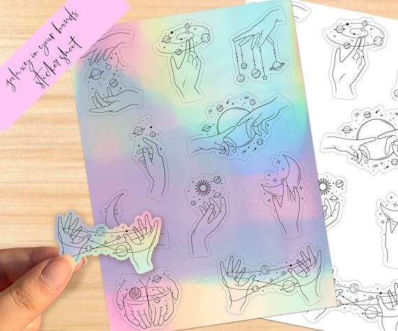 GALAXY IN HAND Sticker Sheet Space Stickers Outer Space - Etsy