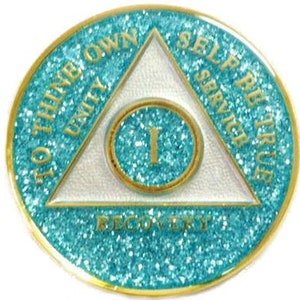 AA Medallion Pink, Aqua, Purple, Glitter Blingy, Bling, Chip, Token ...