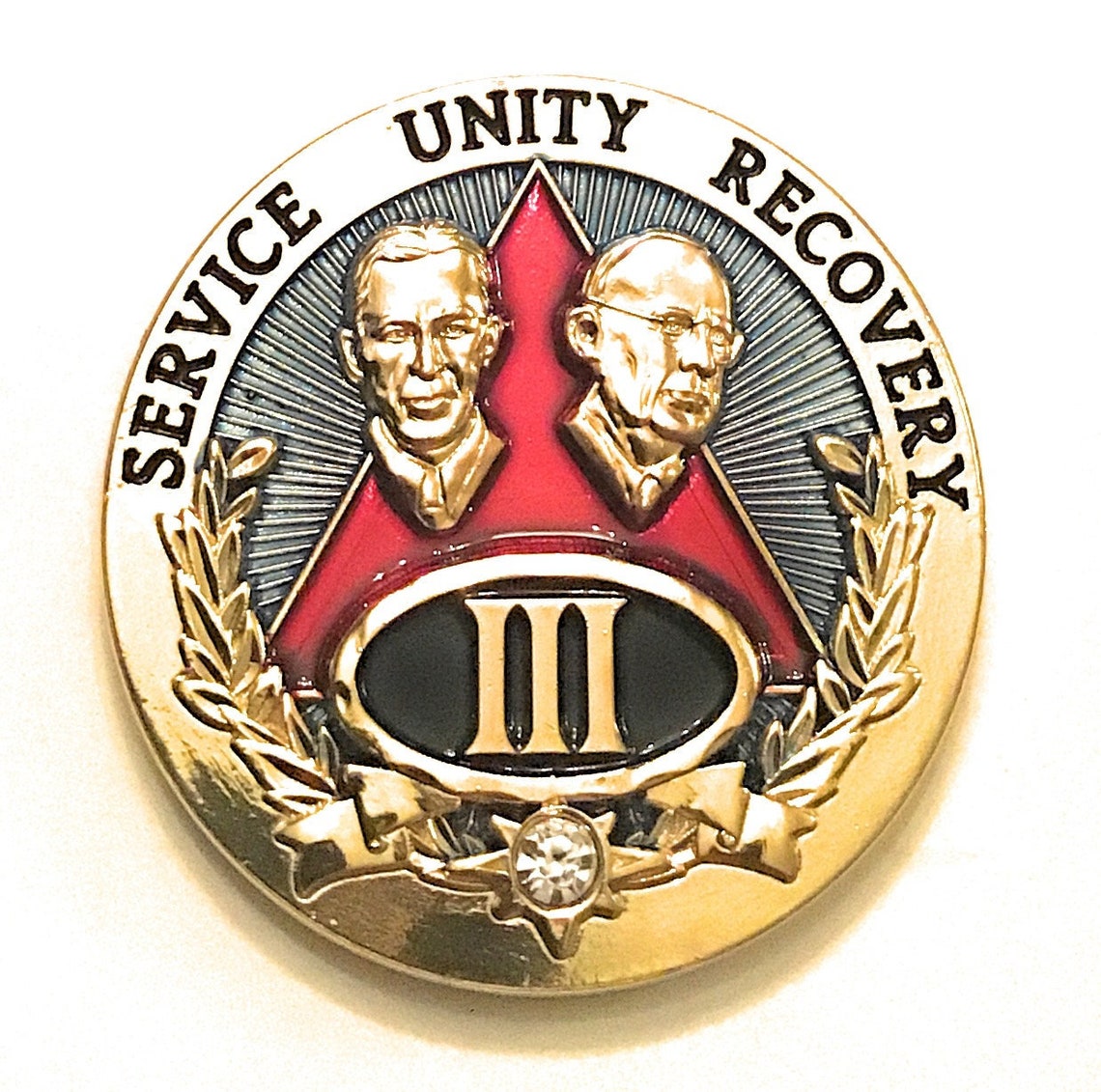 Unique Red & Gold AA Medallion - Alcoholics Anonymous Bill and Bob Coin ...