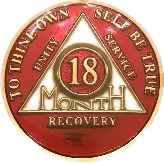 Red AA Alcoholics Anonymous 18 Month Chip Token Medallion - Etsy