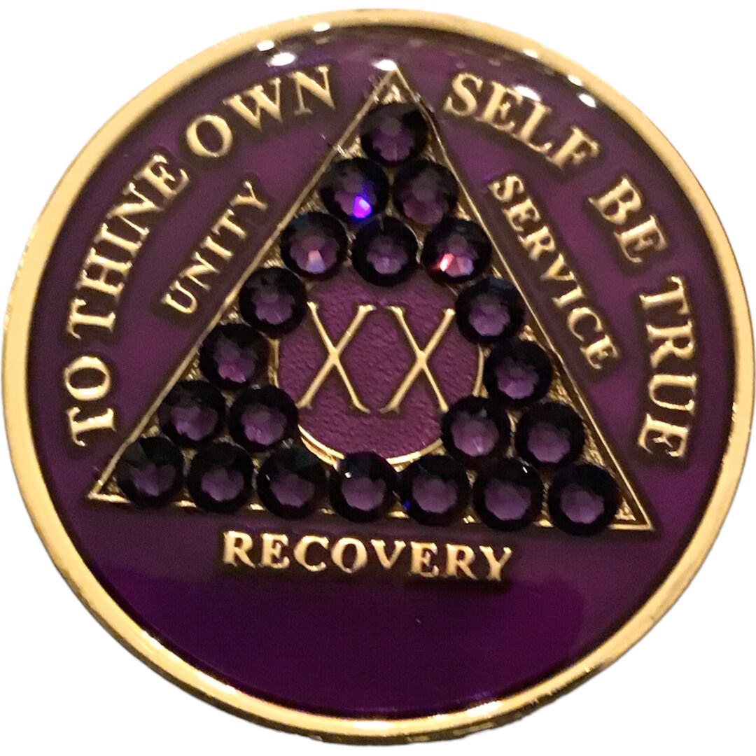 AA Deep Purple Bling Medallion, Chip, Token, Coin With Purple Blingy ...