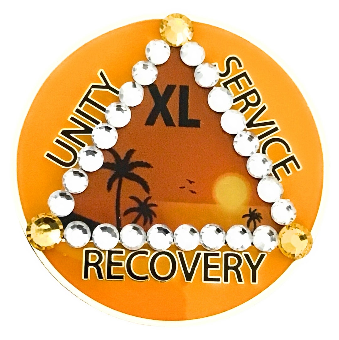 AA Alcoholics Anonymous Bling Crystal Sunset Beach Medallion Recovery ...