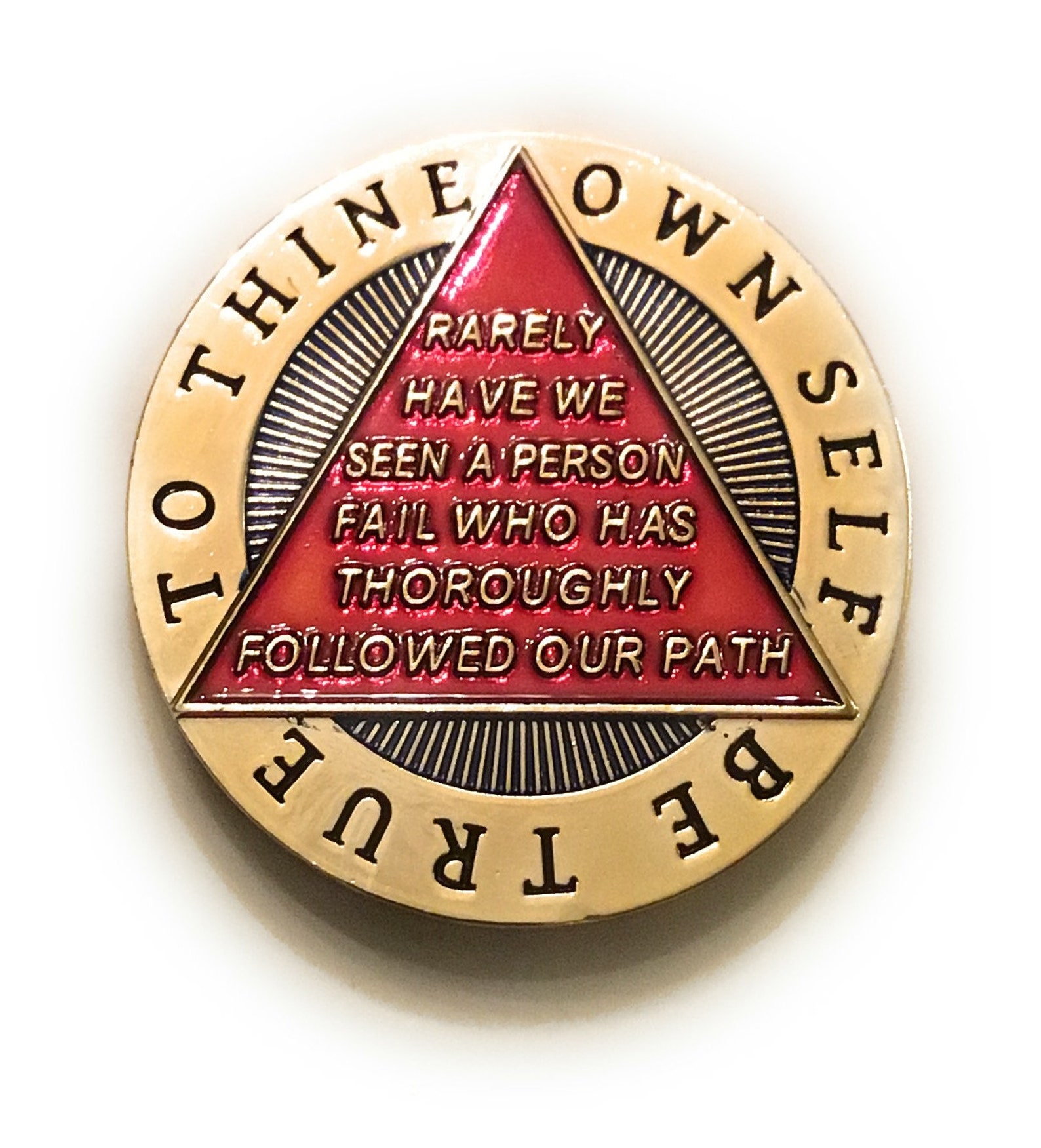 Unique Red & Gold AA Medallion - Alcoholics Anonymous Bill and Bob Coin ...