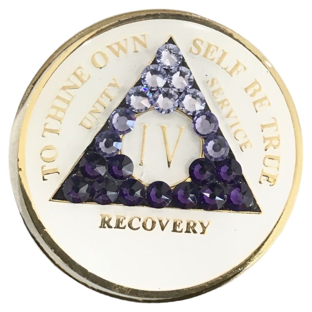 Glow in the Dark AA Medallion - Purple, Alcoholics Anonymous Crystal ...