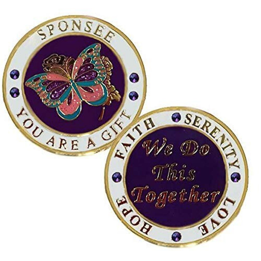 Sponsee Butterfly Medallion, Chip, Token, AA, NA, Al-anon, Recovery ...