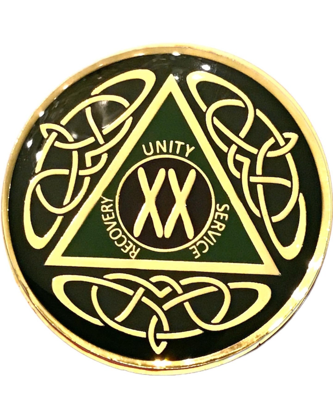 The Celtic AA Medallion - Irish Gaelic Green and Gold Alcoholics ...