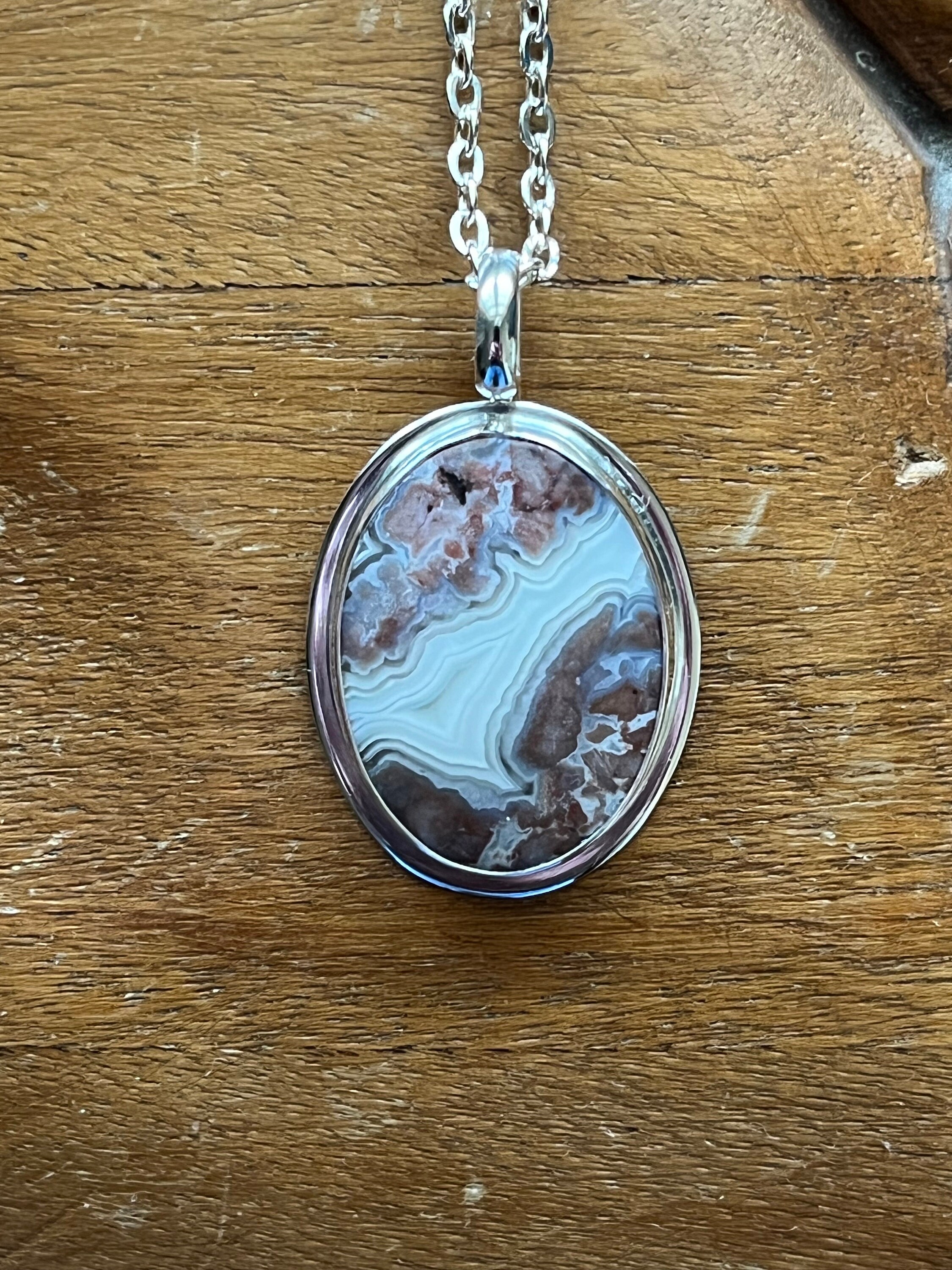 Crazy Lace Pendant in Sterling Silver - Etsy