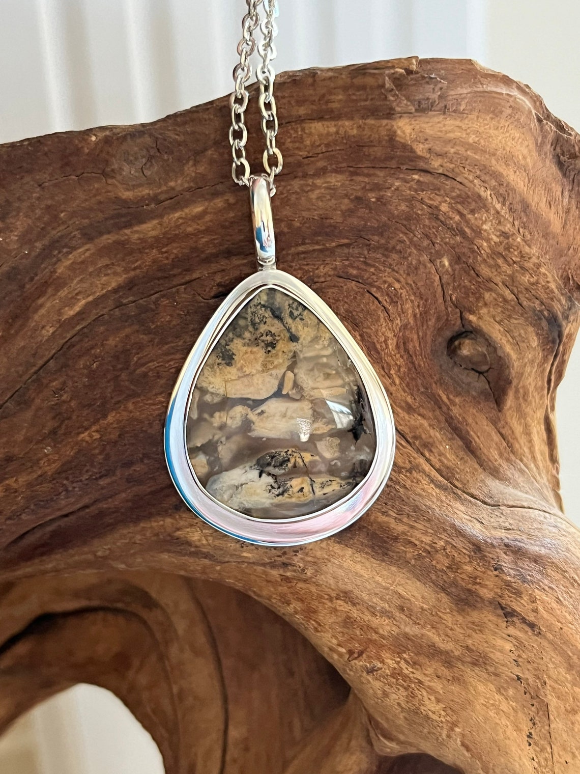 Dendritic Tiger Agate in Sterling Silver - Etsy