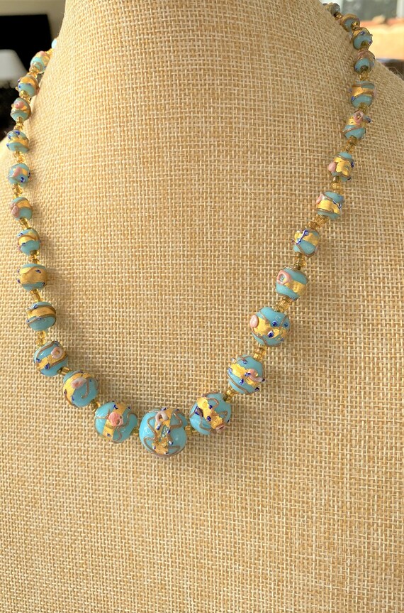Robins Egg Blue Wedding Cake Venetian Glass Bead Nec… Gem