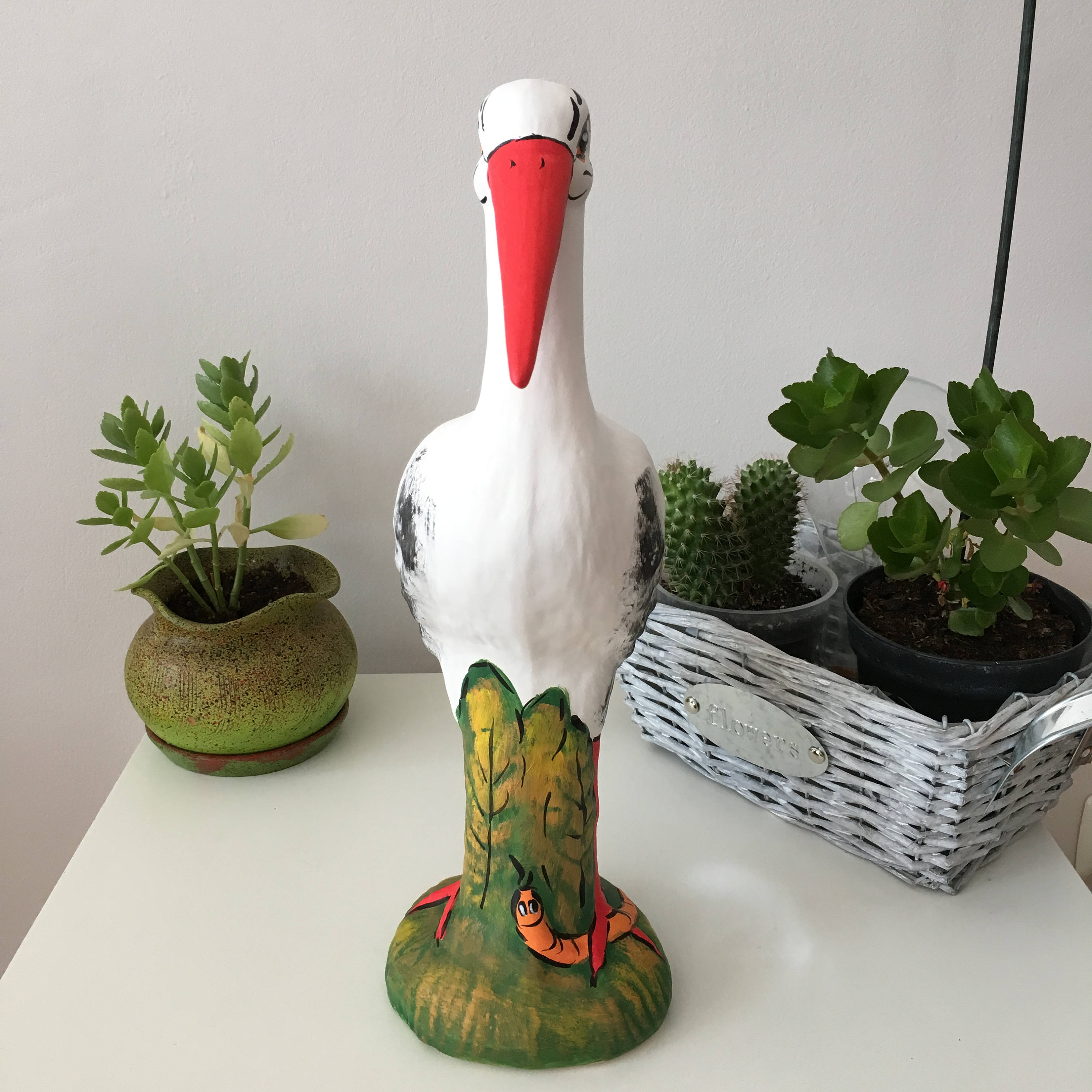 Ceramic Stork Garden Statues Painted Storks Gift for | Etsy