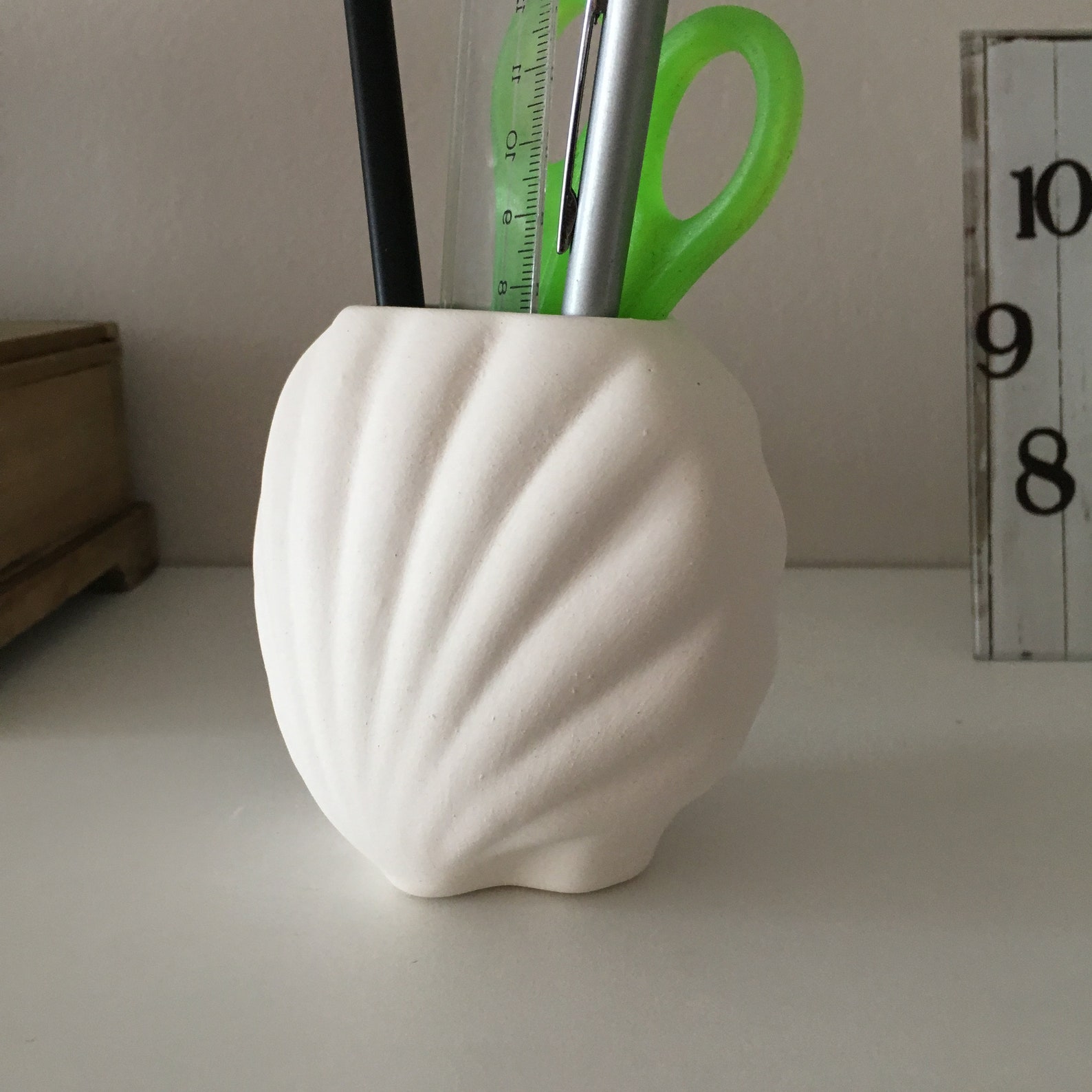 Ceramic Clam Shell Clam Pencil Holder Clam Shell Bisque | Etsy