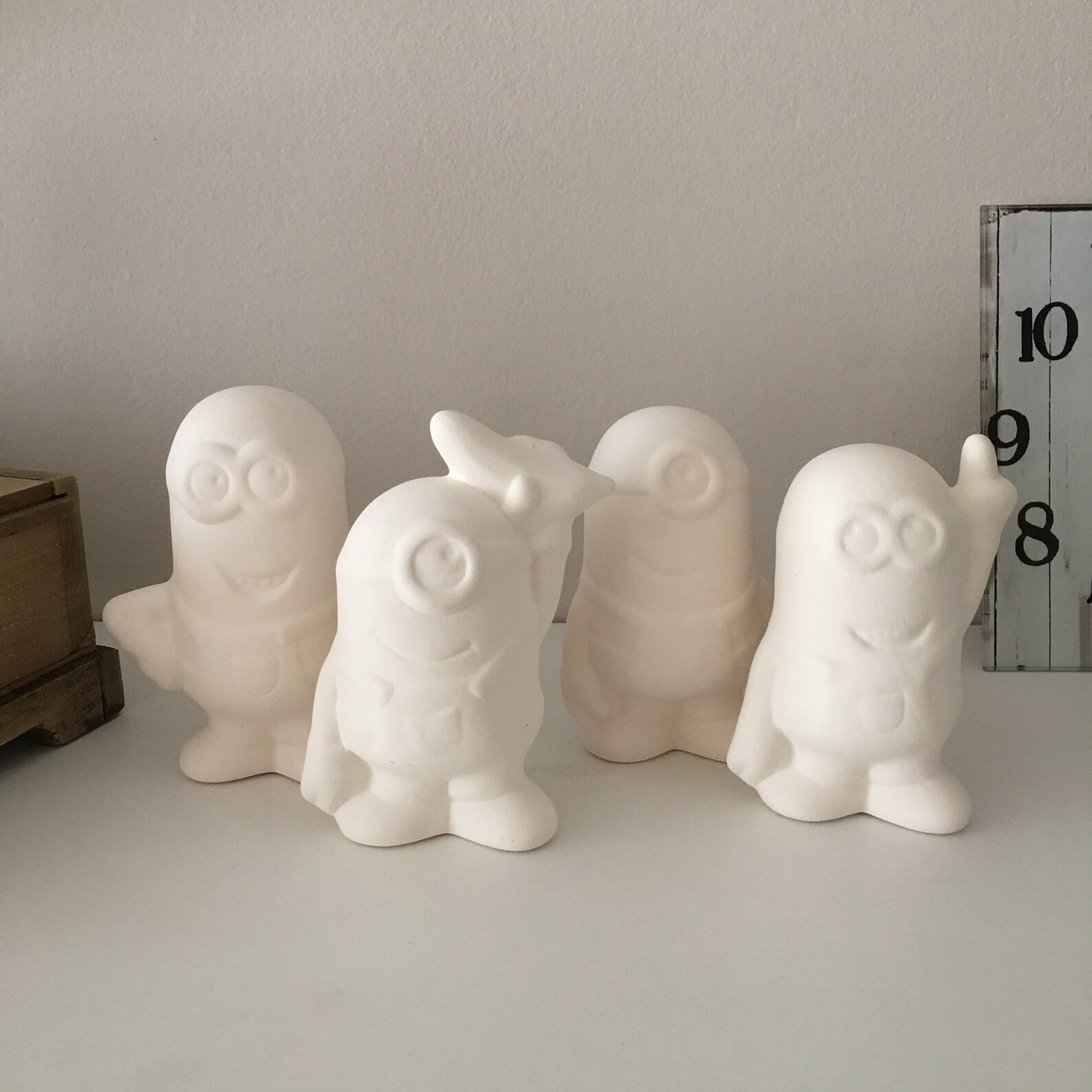 Ceramic Minions, Set of 4 Handmade Ceramic Figurines, Ready to Paint ...