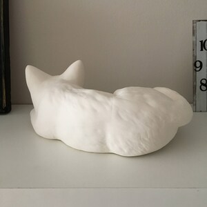 White Ceramic Sleeping Cat Figurine, Christmas Cat Decor, Cute Cat ...