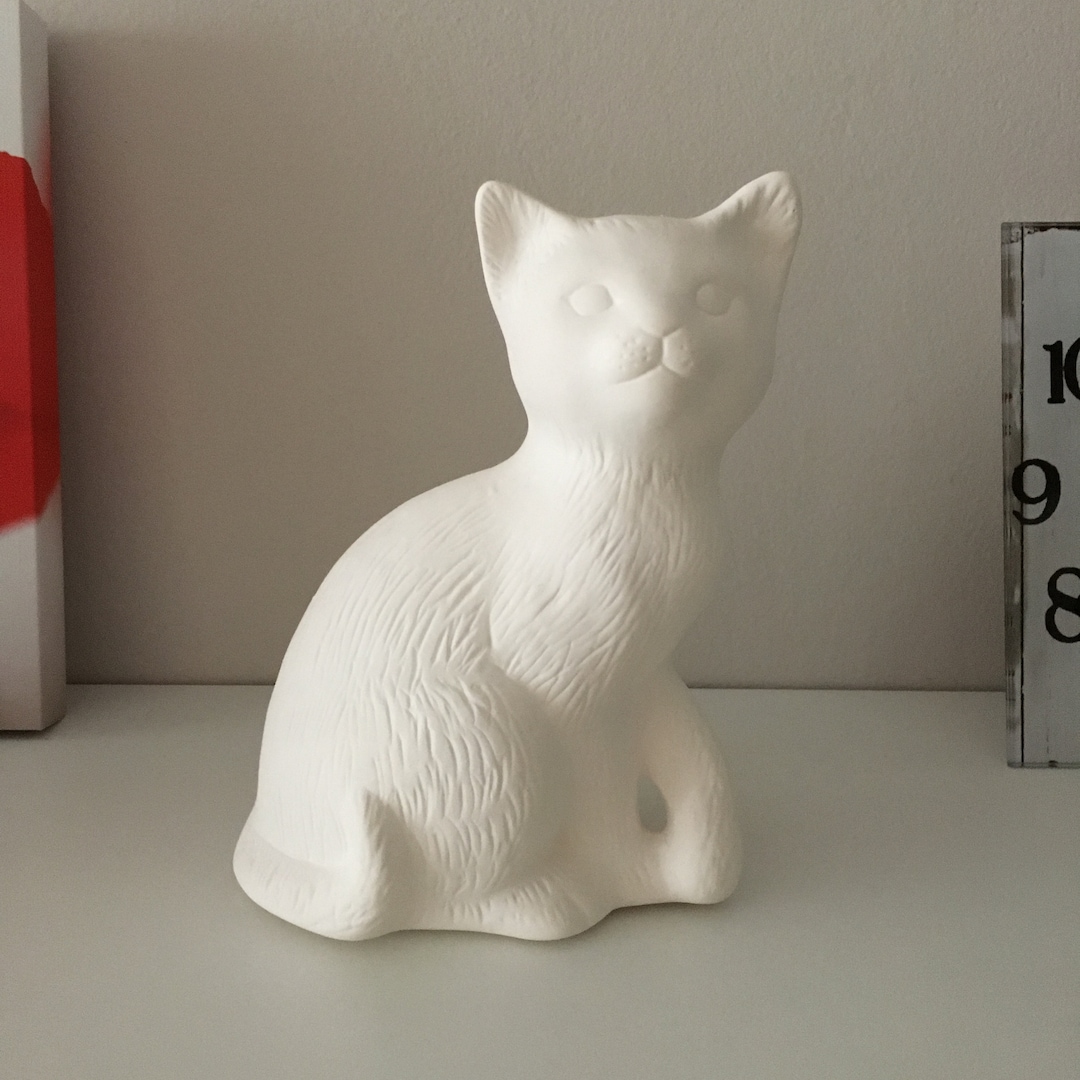 Ceramic Cat Sculpture Ready to Paint Bisque Handmade Cat Figurines Gift ...