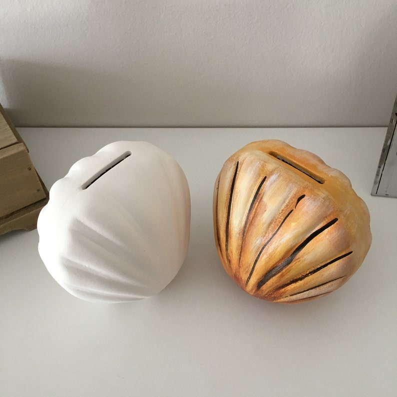 Ready to Paint Ceramic Shell Shell Coin Bank Piggy Banks | Etsy