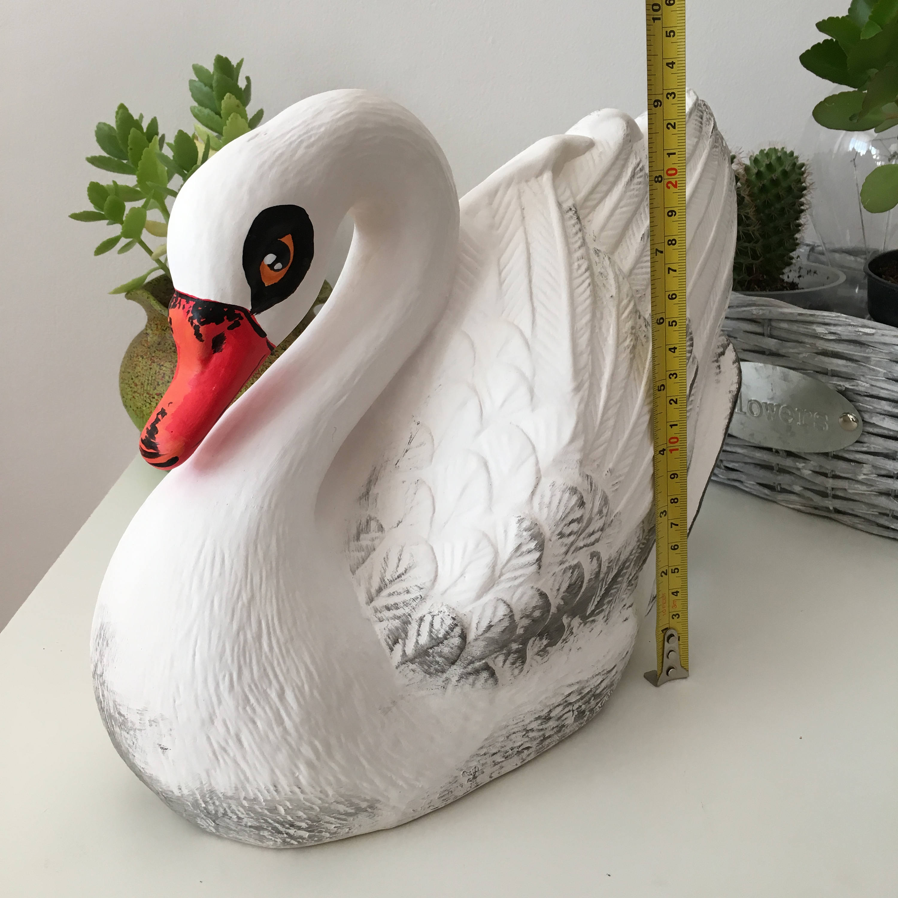 Ceramic Swan White Swan Painted Swan Garden Decoration - Etsy