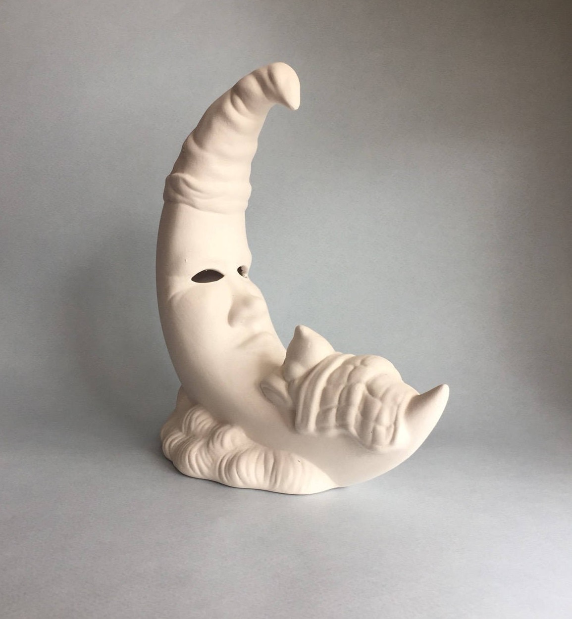 Home Decor: Ceramic Sleep Moon With Bear, DIY Miniature Pottery Gift ...