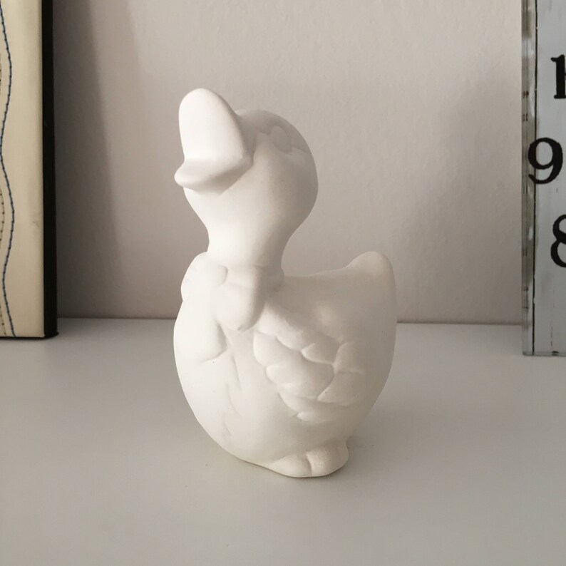 Ceramic Duck With Ribbon Ready to Paint Bisque Handmade - Etsy