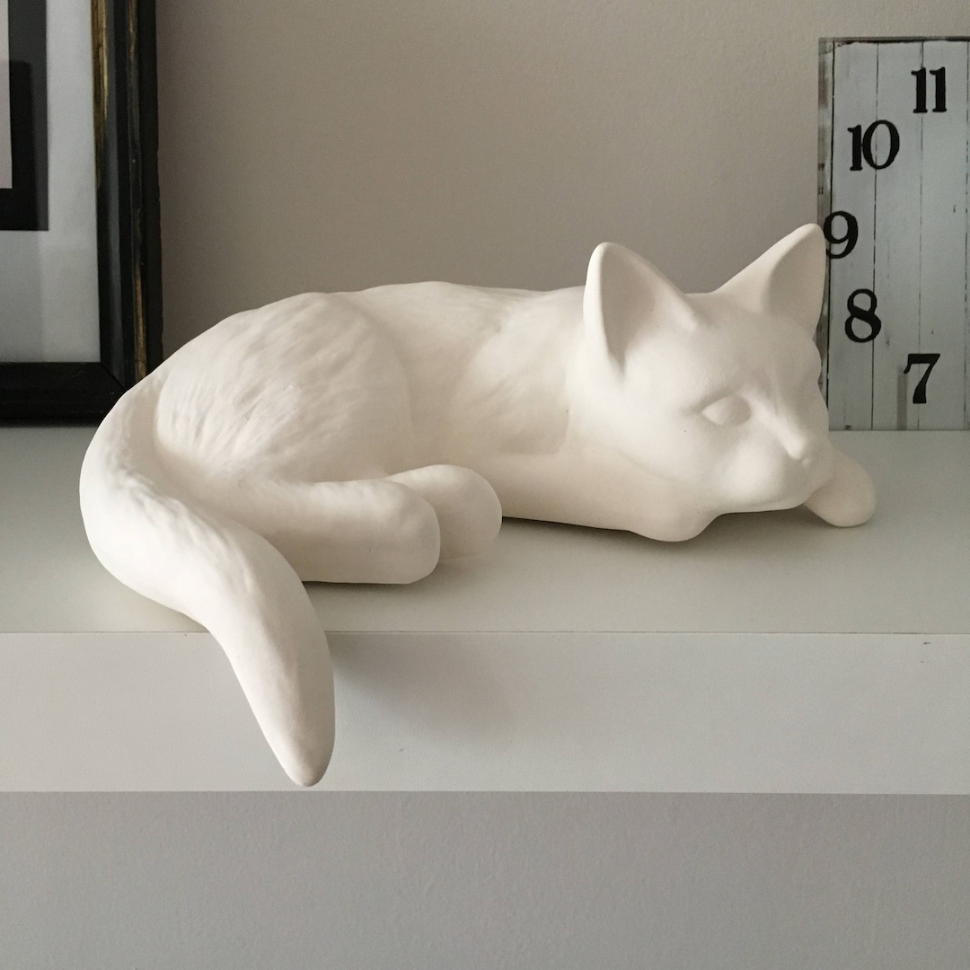 Ceramic Cat, White Cat Figurine, Christmas, Education for Children’s ...