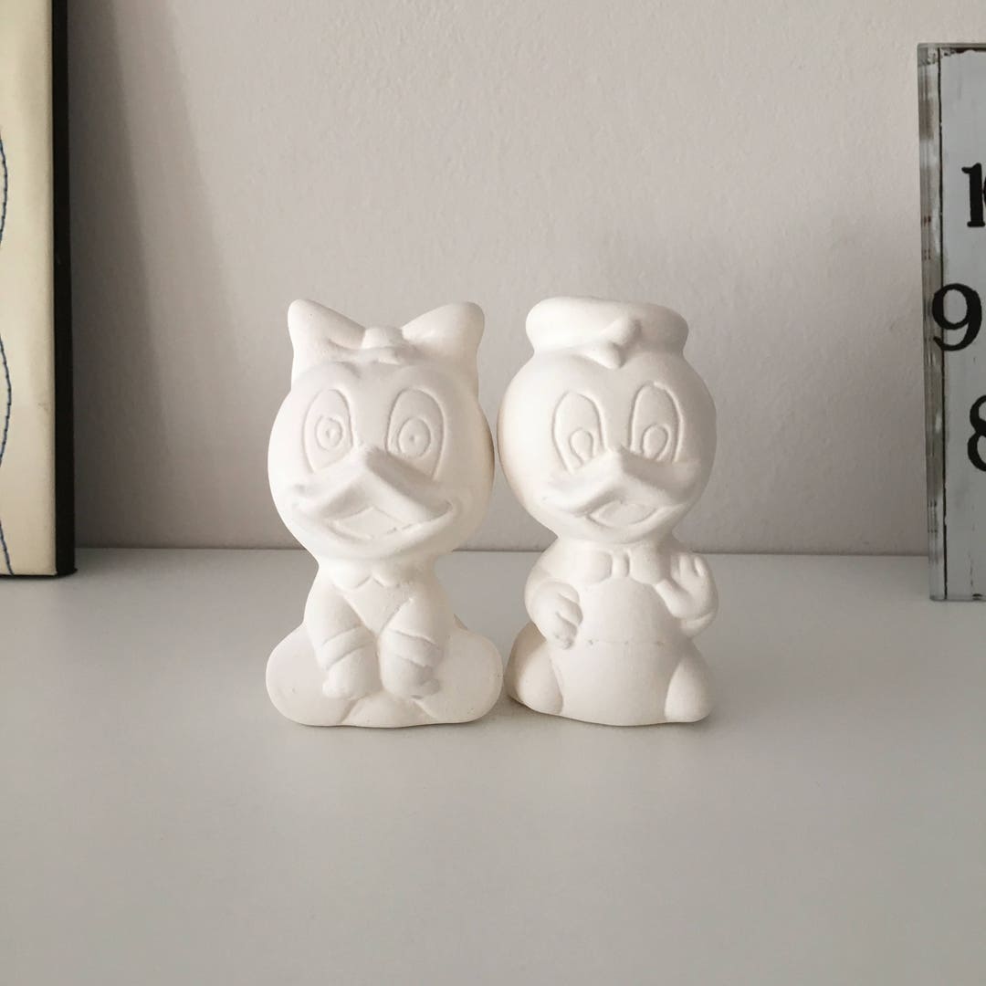 Ceramic Donald Duck and Daisy Figurines Ready to Paint Miniatures Duck ...