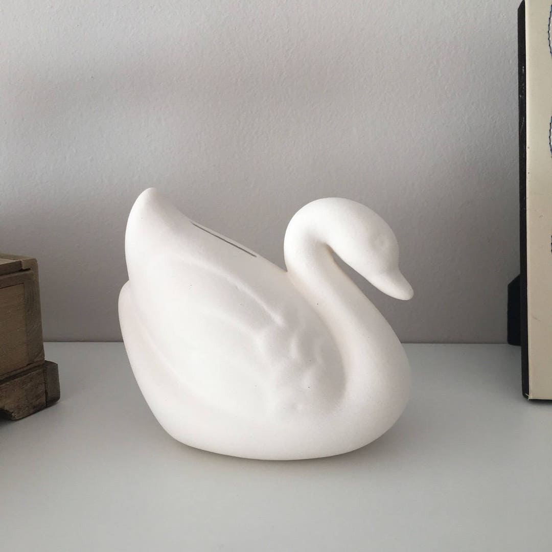 Swan Bank, Ceramic Swan, Ready to Paint, Money Box, Swan Cash Box ...