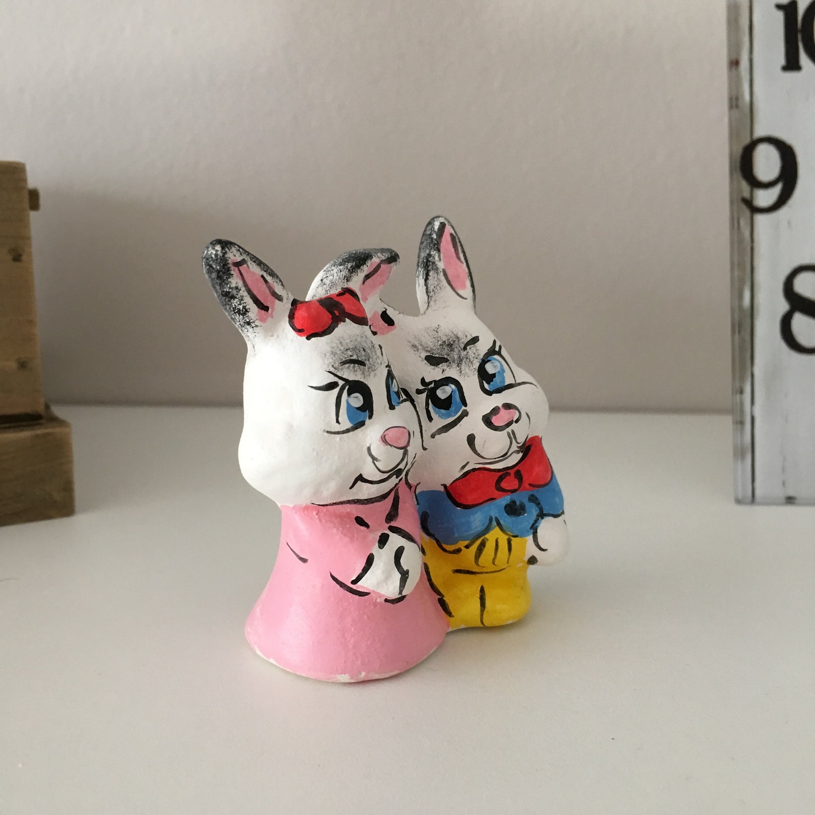 Paire de lapins en céramique peinte céramique peinte | Etsy