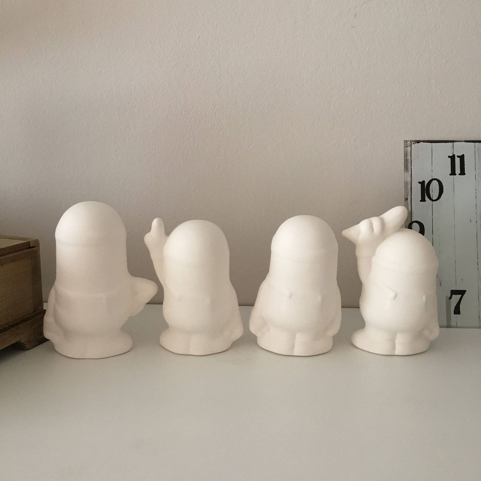 Ceramic Minions, Set of 4 Handmade Ceramic Figurines, Ready to Paint ...