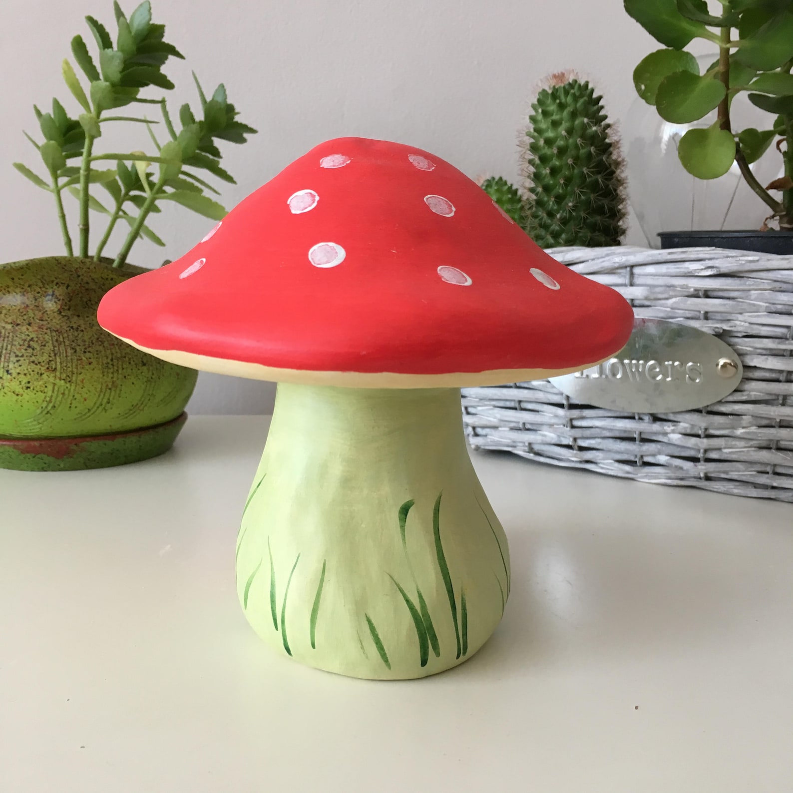 Ceramic Mushrooms, Painted Mushrooms, Garden Decor, Outdoor Decorations ...