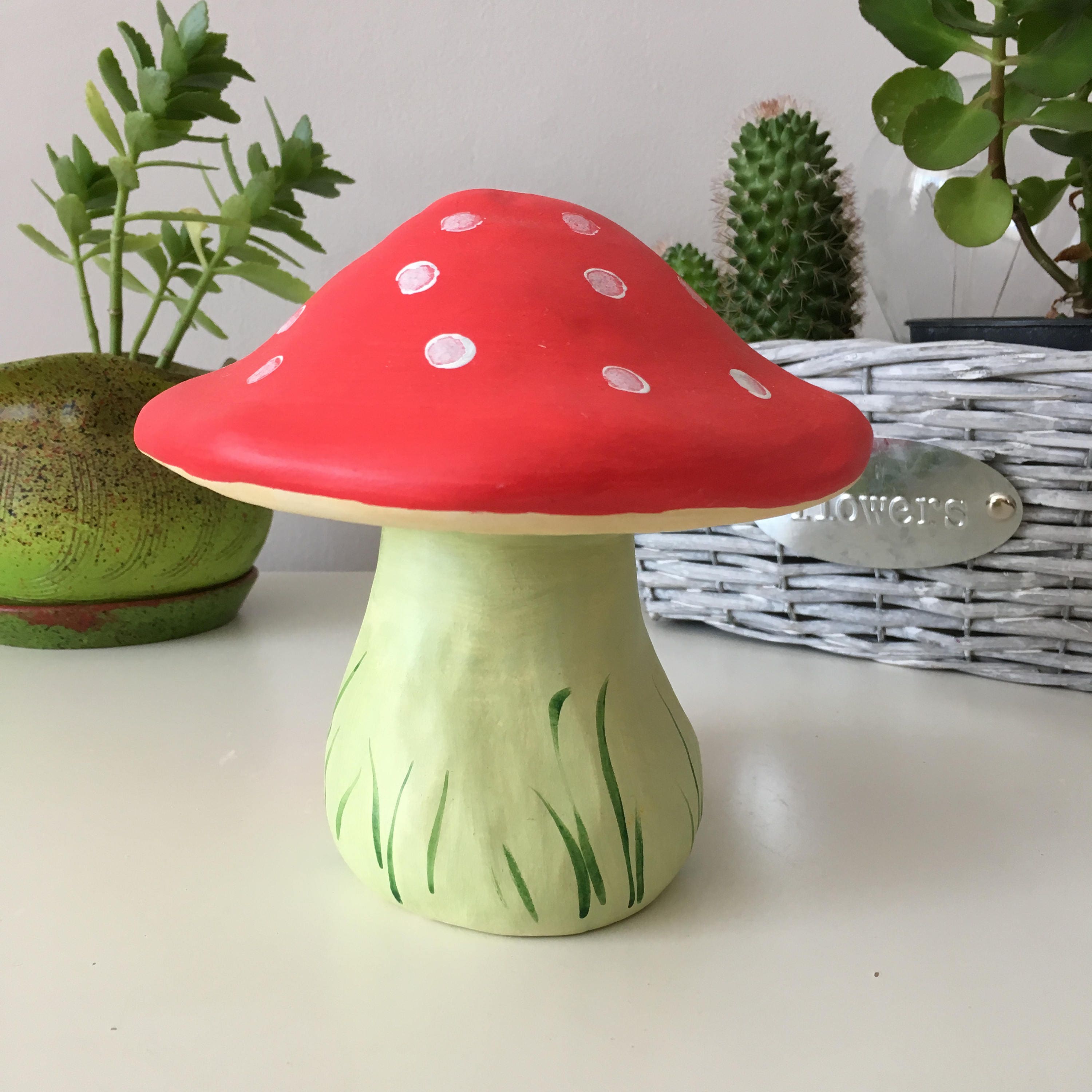 Ceramic Mushrooms Painted Mushrooms Garden Decor Outdoor | Etsy