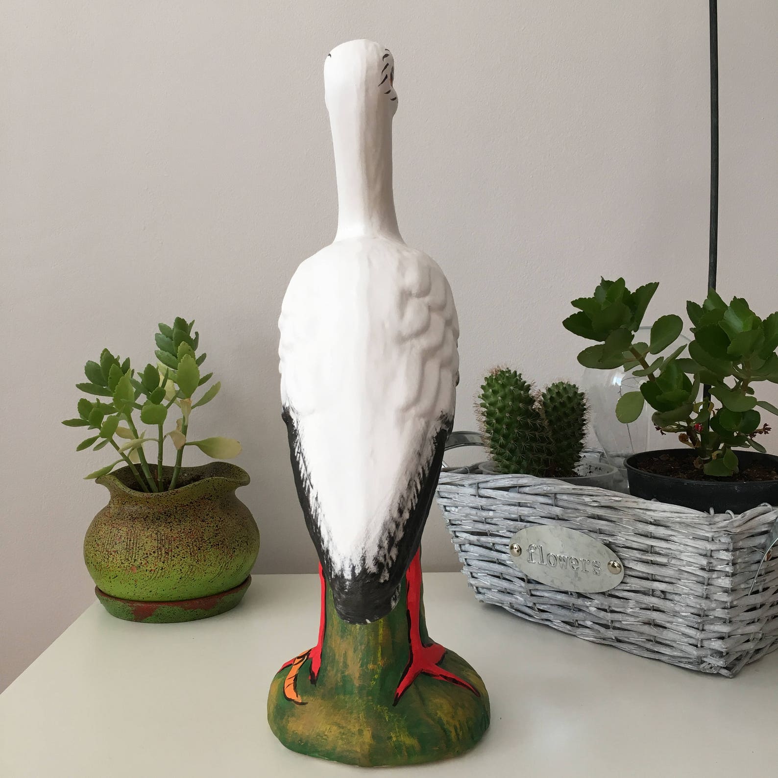Ceramic Stork Garden Statues Painted Storks Gift for - Etsy