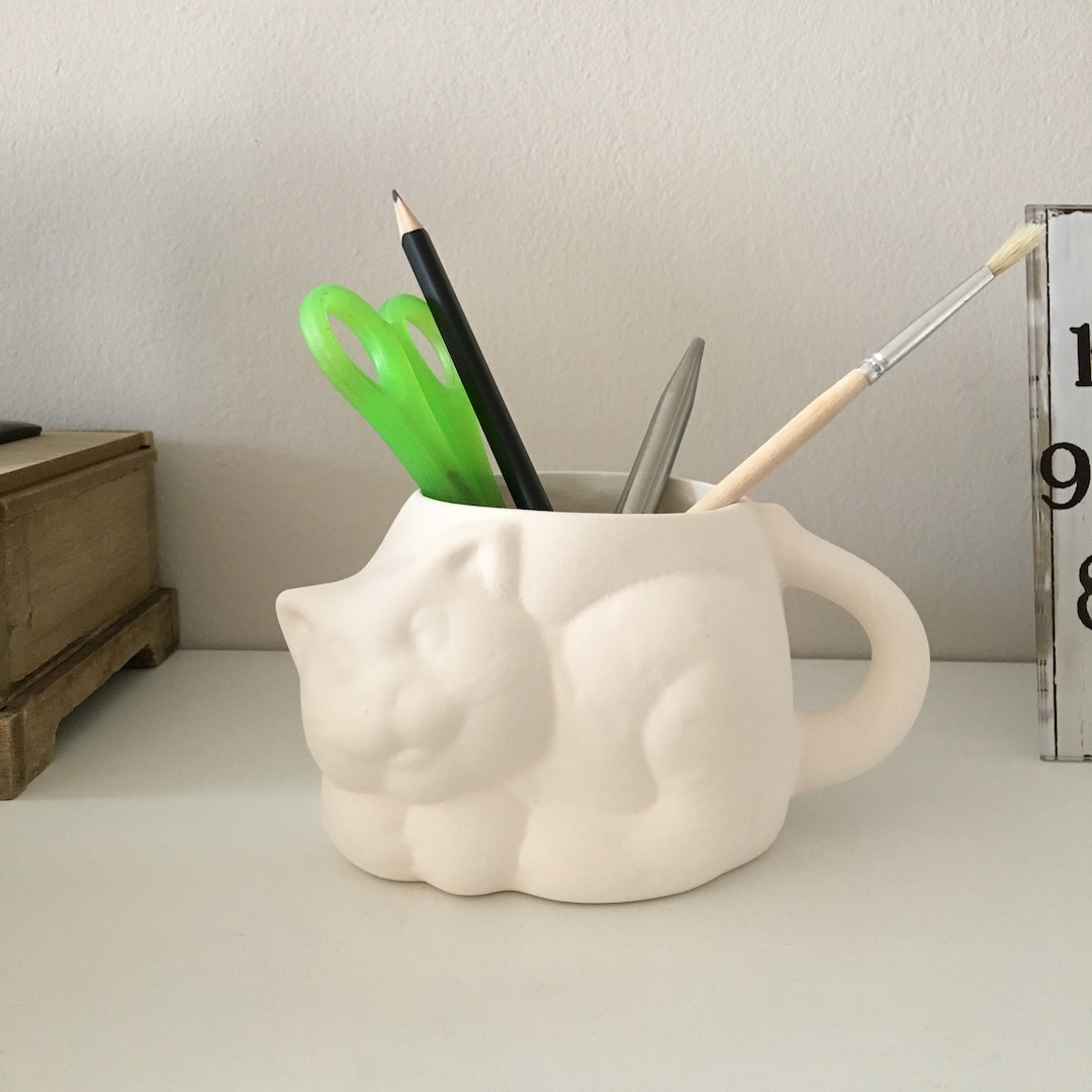 Ceramic Pottery, Ceramic Cat Cup, Ceramic Bisque, Mug to Paint, Kitty ...