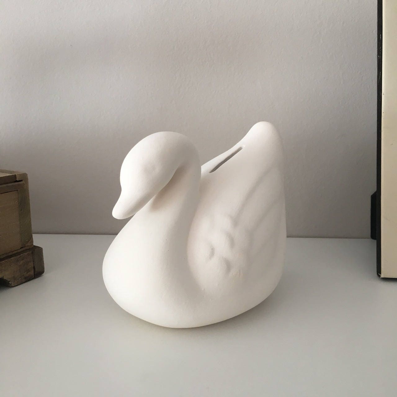 Swan Bank Ceramic Swan Ready to Paint Money Box Swan Cash - Etsy