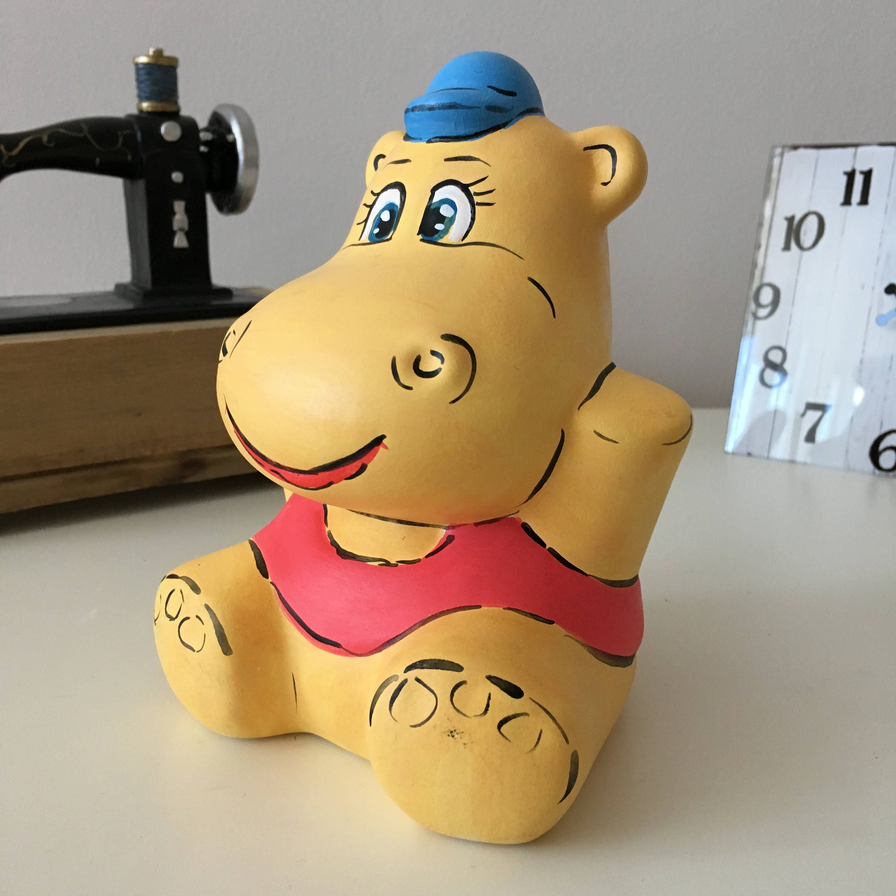 Ceramic Cash Box, Hippo Coin Bank, Piggy Banks, Money Boxes, Painted ...