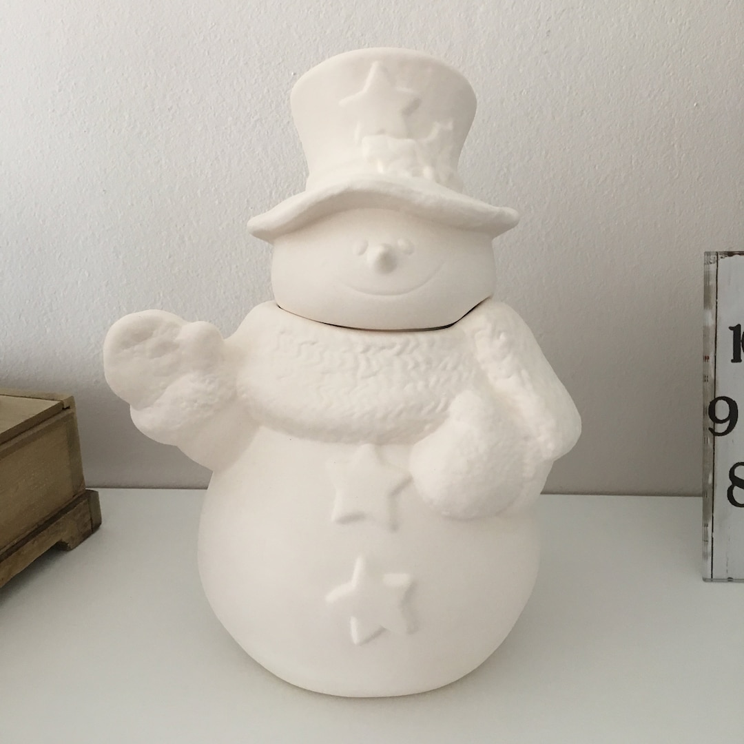 Christmas Decor, Ready to Paint, Ceramic Snowman Decor, Ceramic Bisque ...