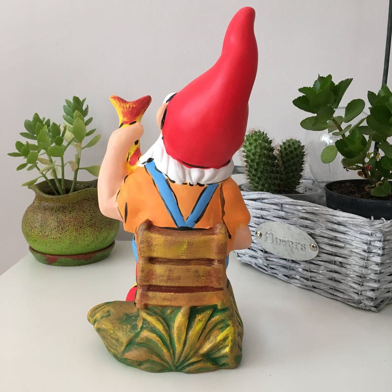 Ceramic Gnome Fisherman Painted Garden Gnomes Garden - Etsy